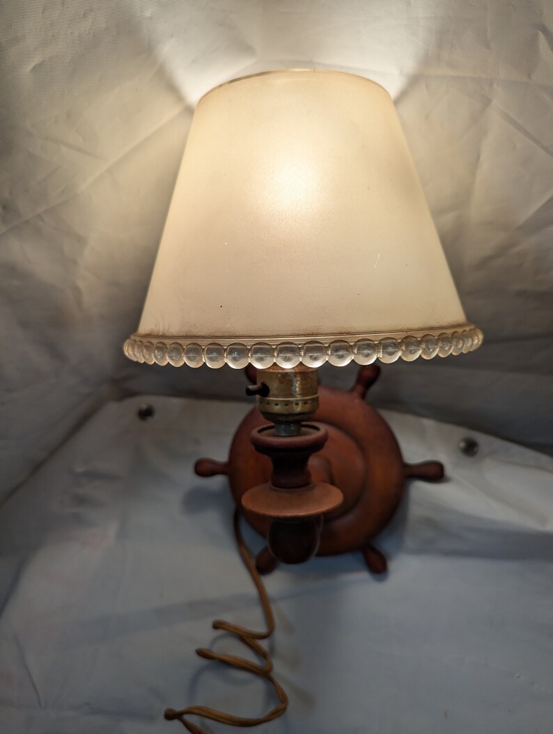 Vintage Nautical Wood Ship Steering Wheel Wall Lamp Sconce - Etsy