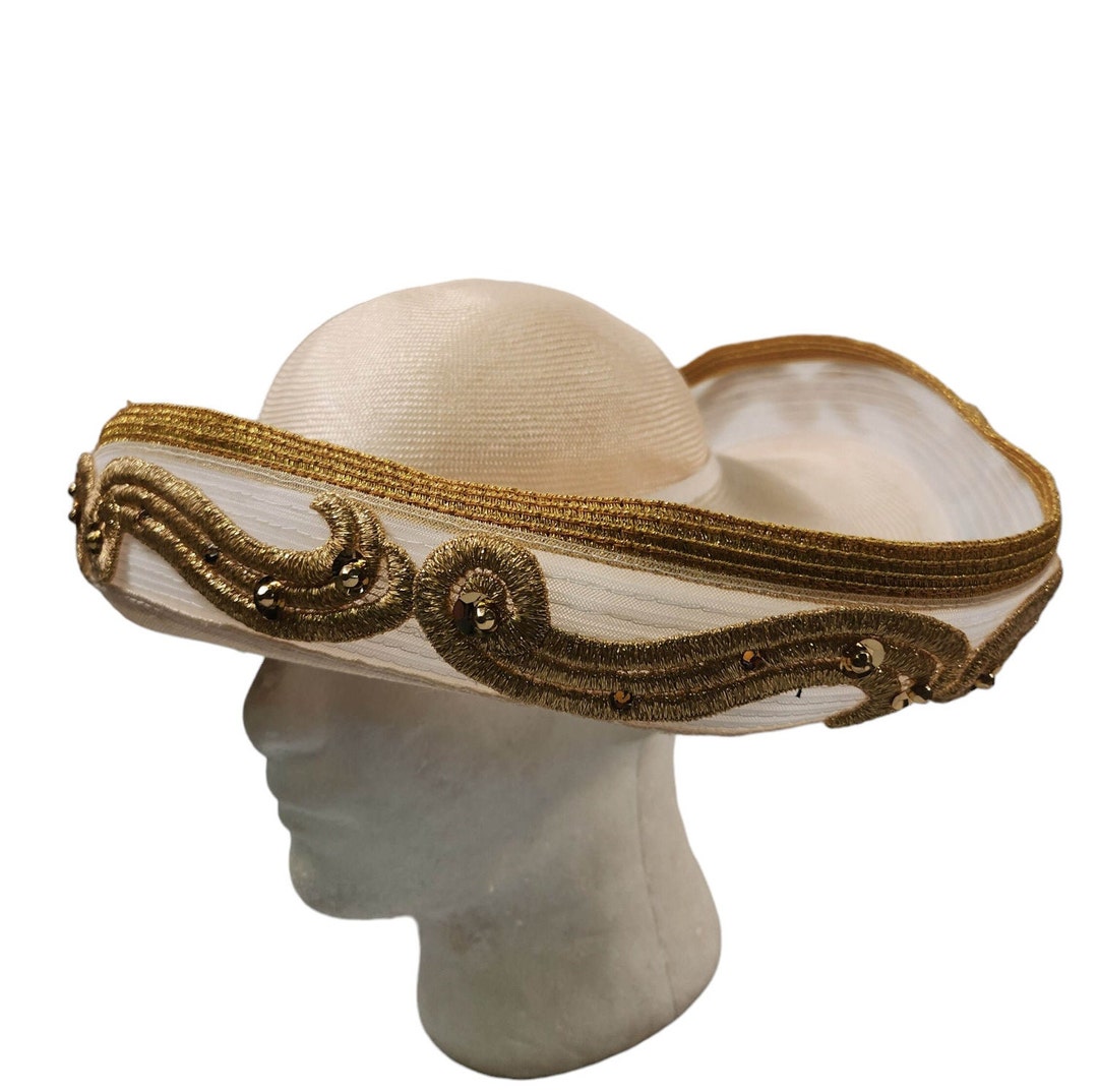 Jack Mcconnell Boutique Straw Gat W/ Gold Trim - Etsy