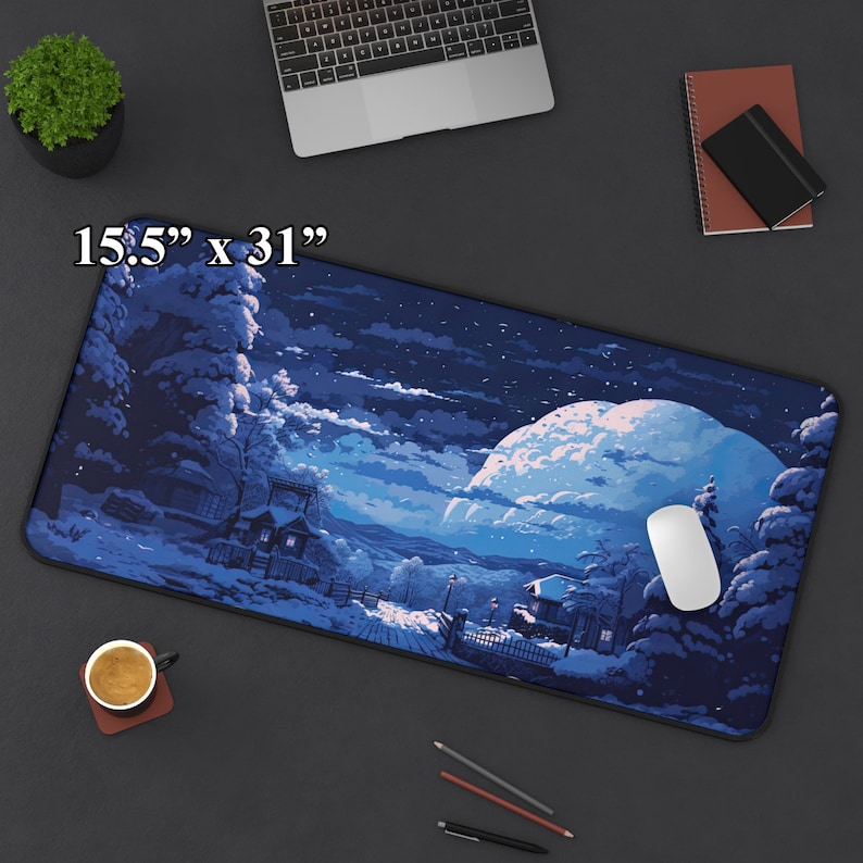 Midnight Snowy Mountain Mouse Pad Aesthetic Mouse Pad, Cool Mouse Pads ...