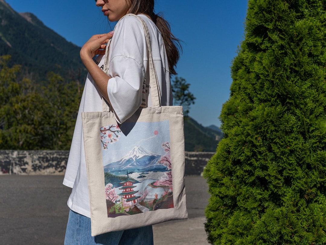 Cozy Mount Fuji Japan Tote Bag - Aesthetic Tote Bags, Cute Tote Bags ...