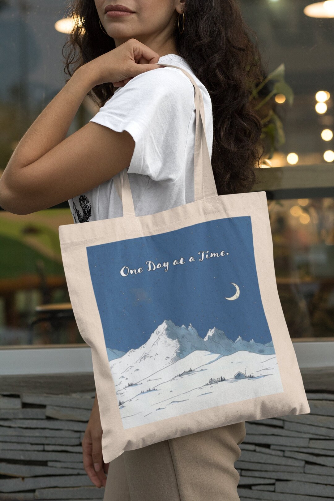 Cozy Mountain Tote Bag - Cute Tote Bags, Book Bags, Aesthetic Book Bag ...