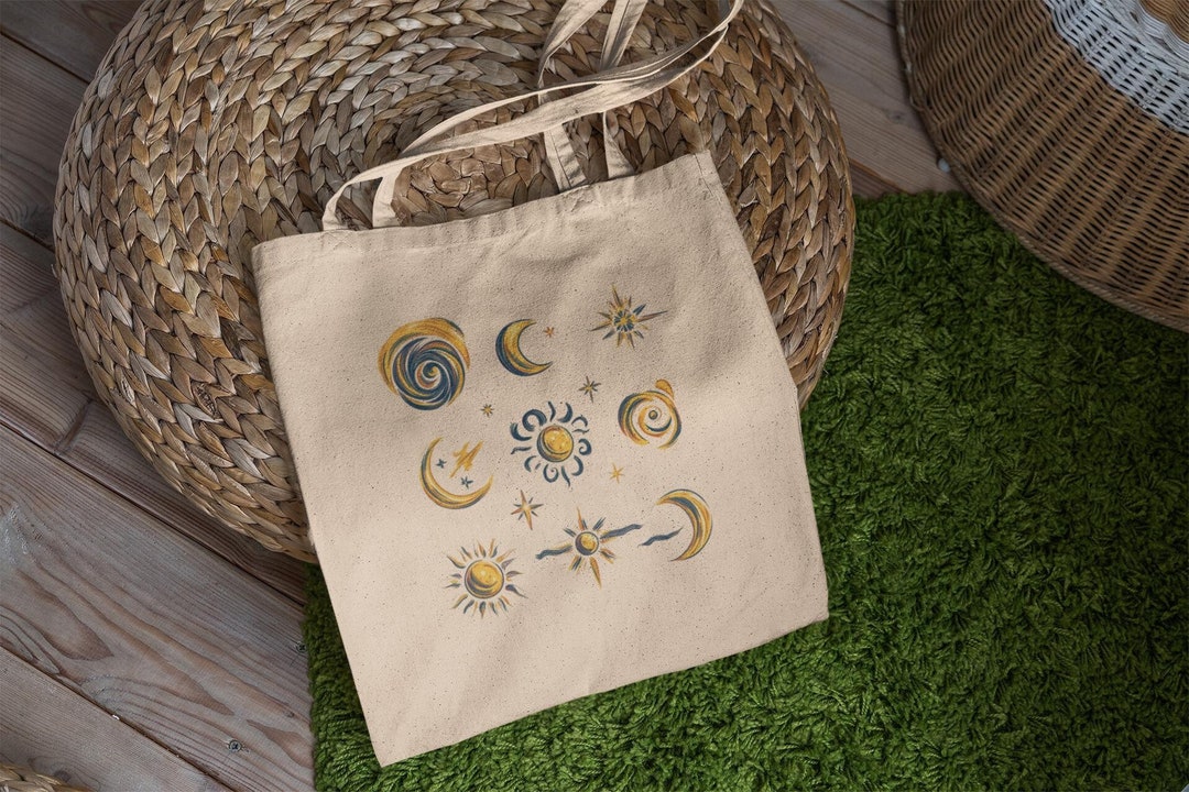 Sun & Moon Constellation Tote Bag - Cute Tote Bag, Book Bag, Cute ...