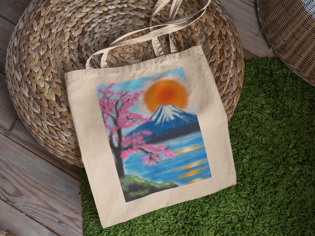 Cherry Blossoms Mt Fuji Tote Bag - Cute Tote Bag, Tote Bag, Book Bag ...