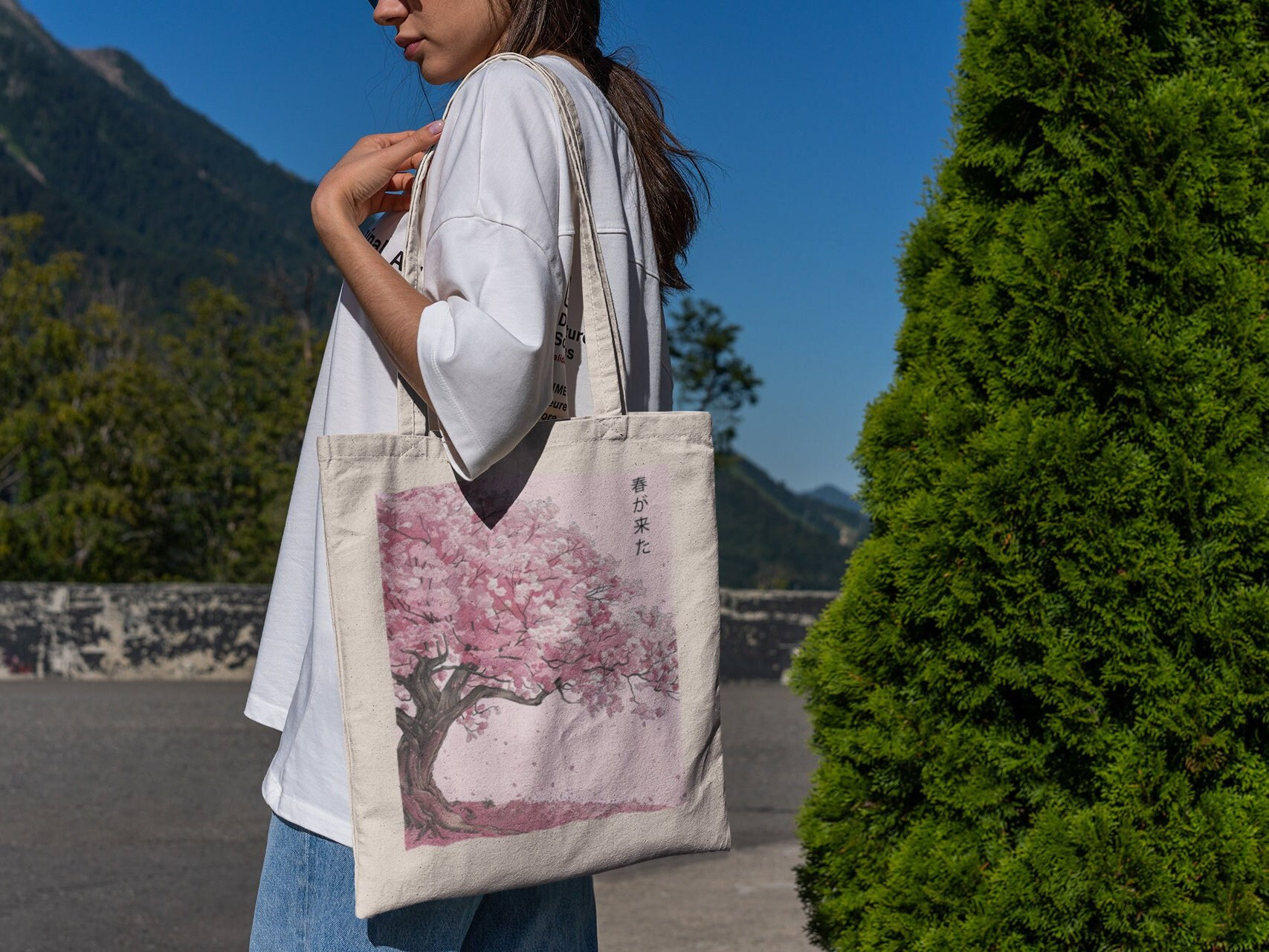 Pink Cherry Blossom Tree Tote Bag Cute Tote Bags, Book Bags, Pink Tote ...