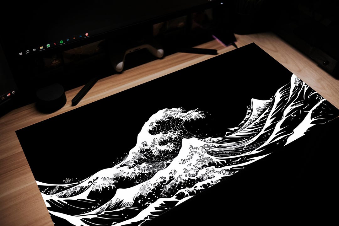 The Great Wave Black Mouse Pad - Aesthetic Mouse Pad, Cool Mouse Pads ...