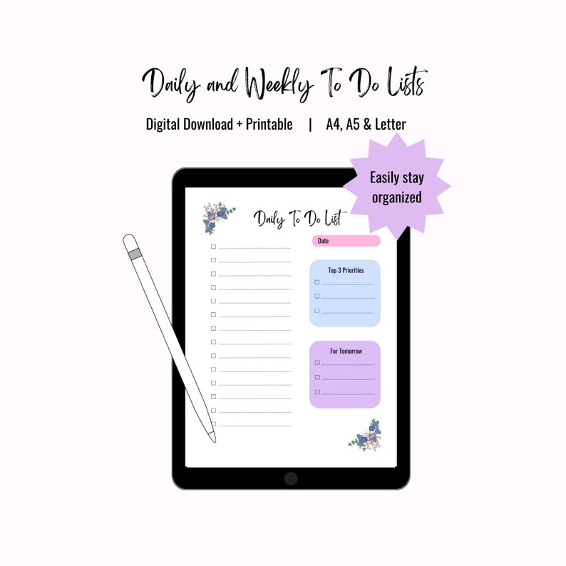 To Do Lists, Daily, Weekly, Digital Download - Etsy