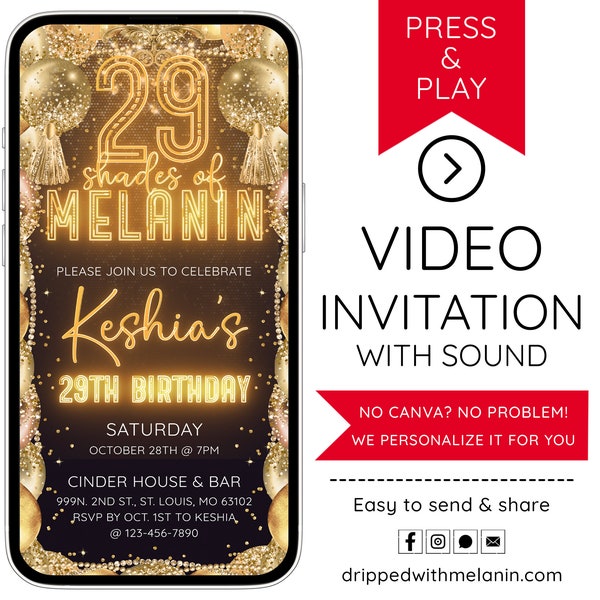 29th Birthday Invitations - Etsy