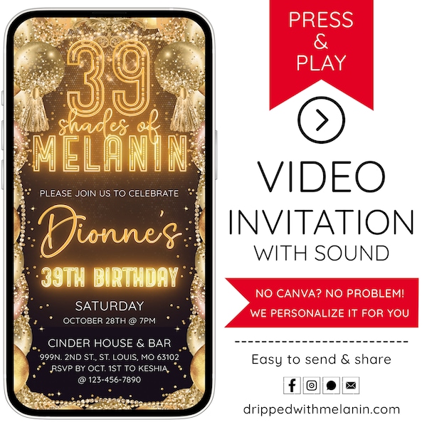 39th Birthday Invitation - Etsy