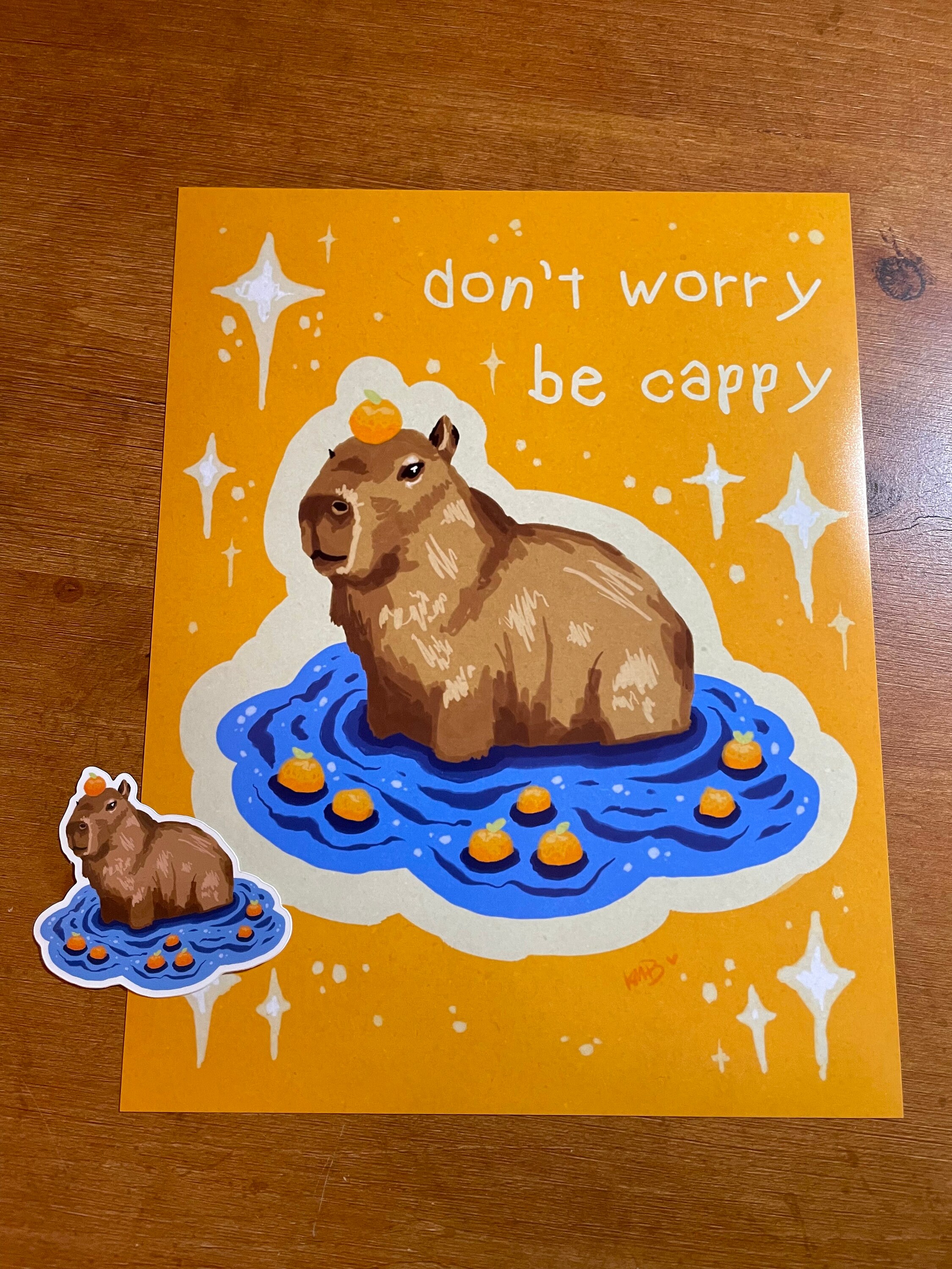 Dont Worry Be Cappy Cute Capybara Print - Etsy