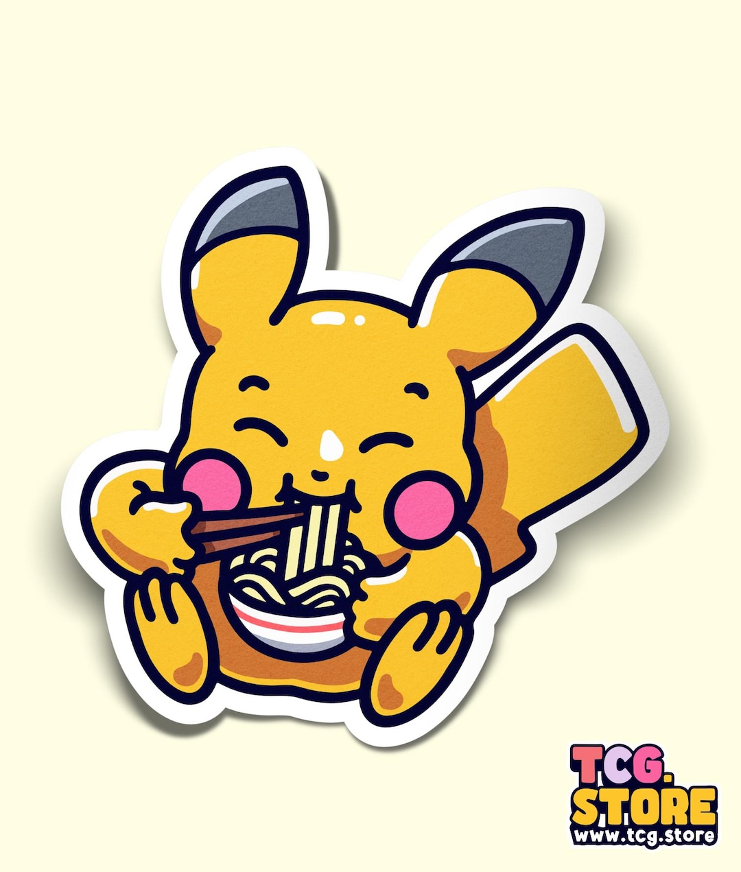 Pikachu Pokemon Sticker: Eating Ramen - Etsy