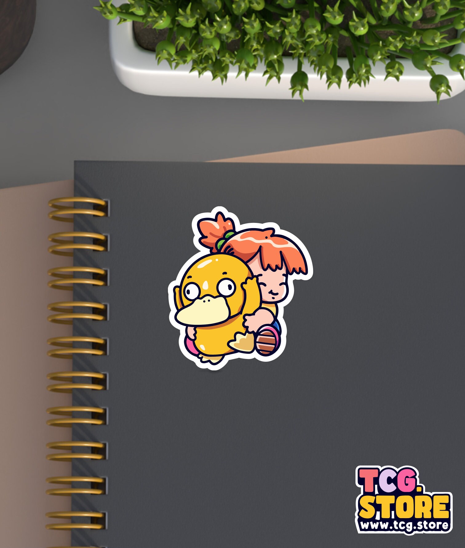 Misty Hugging Psyduck Pokemon Sticker Pokemon Stickers Matte Vinyl ...