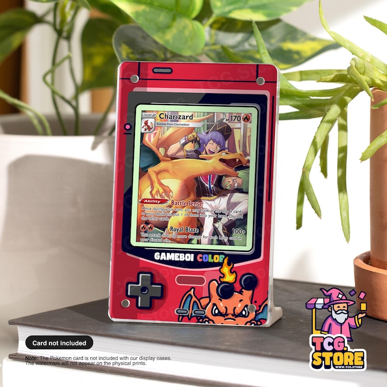 Charizard Pokemon Card Display | Red Gameboy Color Extended Art Case - Etsy
