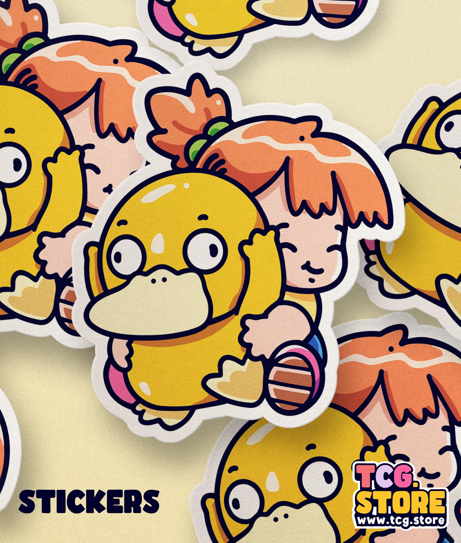 Misty Hugging Psyduck Pokemon Sticker Pokemon Stickers Matte Vinyl ...