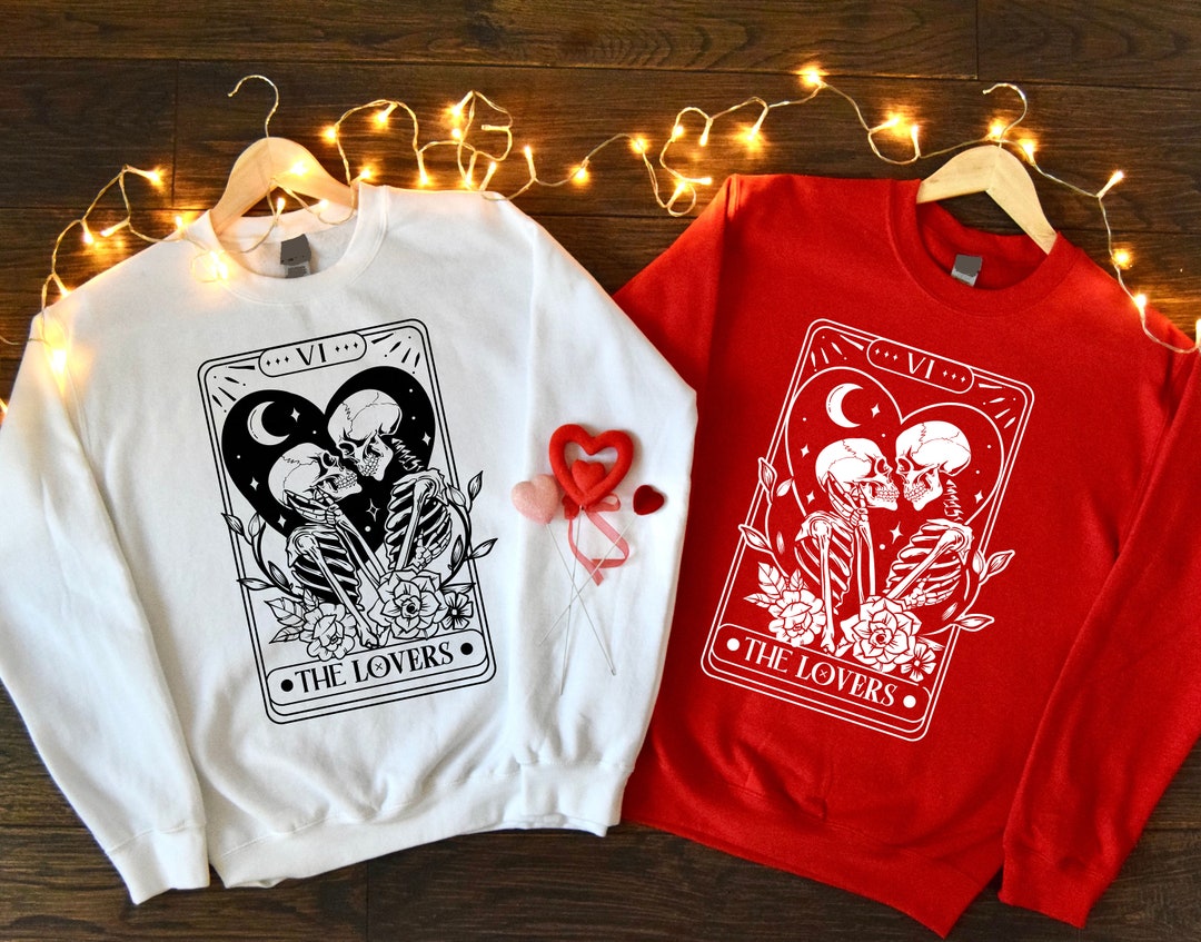 Skeleton Lovers Sweater Gothic Skeleton Couple Shirt Valentine Days ...