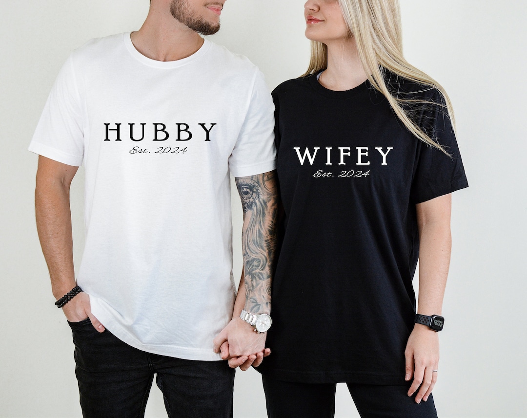 Custom Wifey Hubby Couple Shirt With Est Personalized Honeymoon T Shirt