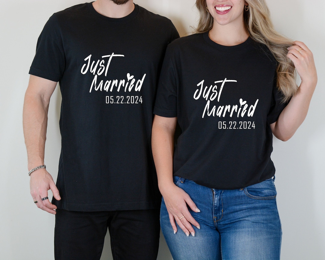 Custom Just Married Couple Shirt With Date Personalized Honeymoon T ...