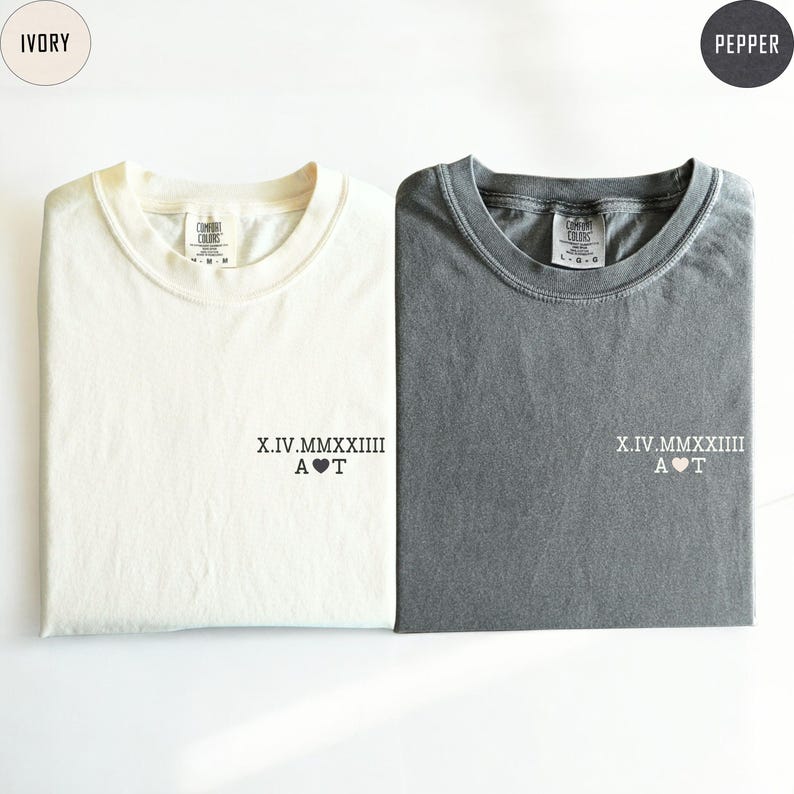 Custom Roman Numeral Tshirt, Comfort Colors® Couple Valentine Days Gift ...