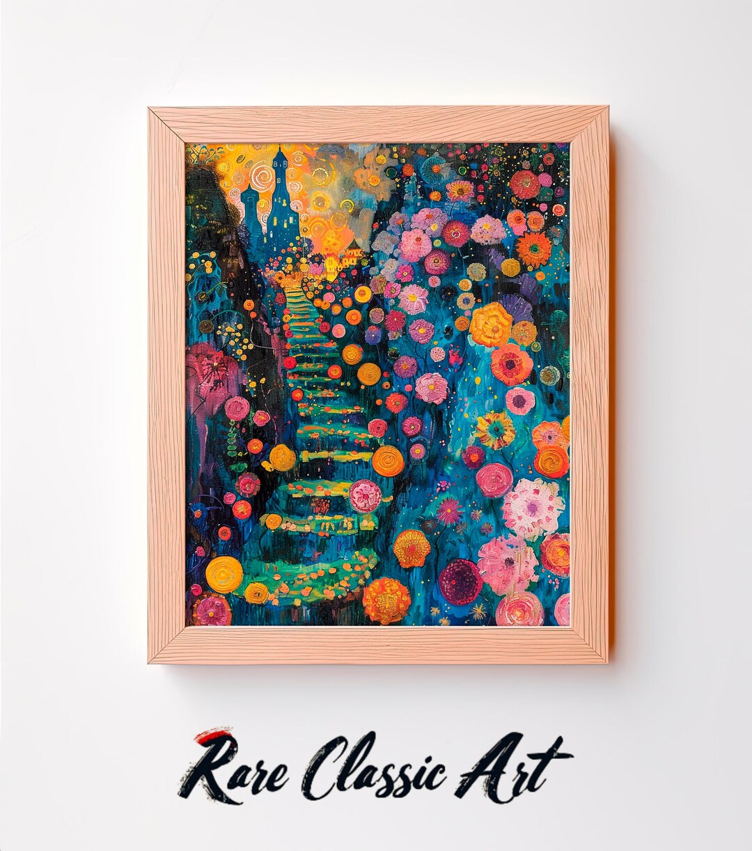 Fairy Garden Oil Painting Large Wall Art, Fairy Garden Flower Oil ...