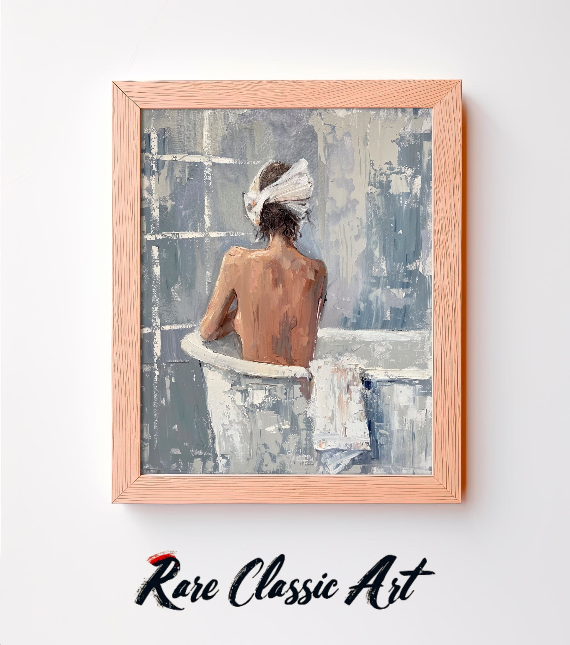 Antique Portrait Woman Bathing| Vintage Print Bathroom Wall Decor ...