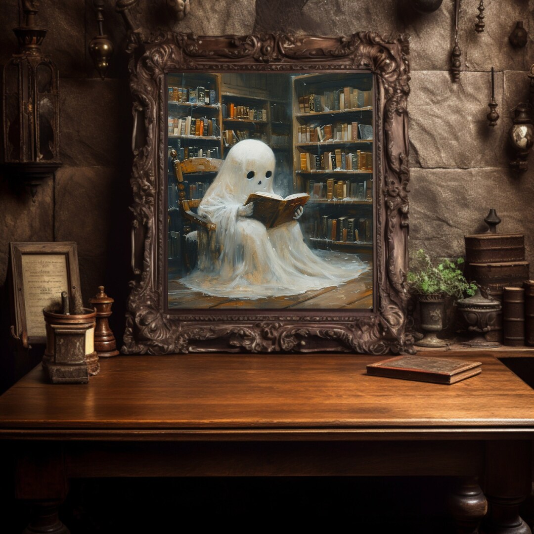 Pastel Halloween Ghost Library Poster: Spooky Cottagecore Decor ...
