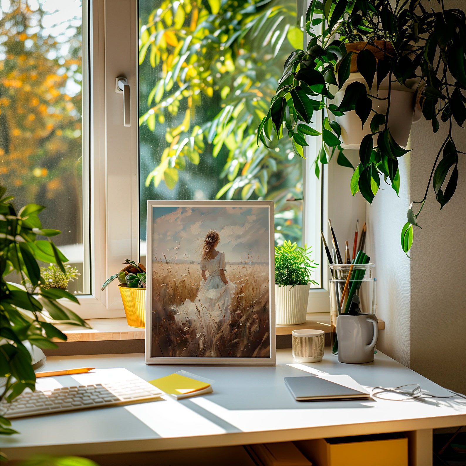 Woman Portrait Oil Painting, Antique Art, Cottagecore Decor, Large Wall ...