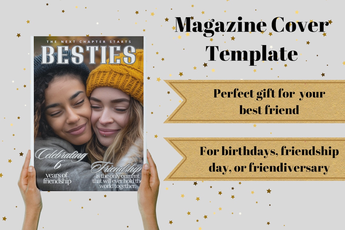 Bestie Magazine Cover Template, Editable, Canva, Best Friend Gift, DIY ...