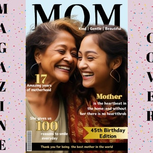 MOM Magazine Cover Template, Mothers Day Gift, Birthday Gift for Mom ...