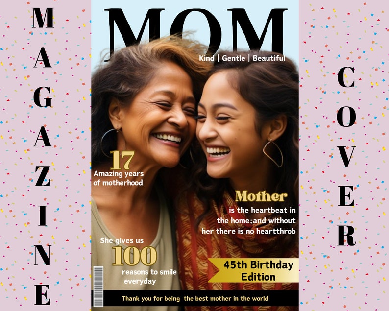 MOM Magazine Cover Template, Mothers Day Gift, Birthday Gift for Mom ...