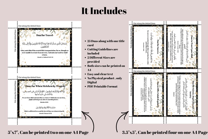 Islamic Dua Cards, Daily Dua Card Set, Muslim Prayer Cards, Quranic ...
