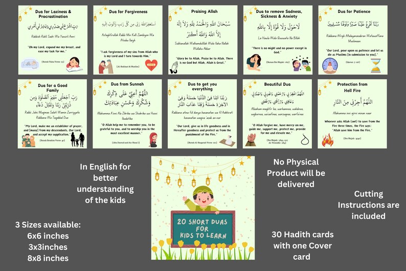 Dua Cards for Kids, Islamic Flashcards, Ramadan Activities for Kids ...