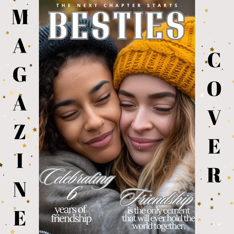 Bestie Magazine Cover Template, Editable, Canva, Best Friend Gift, DIY ...
