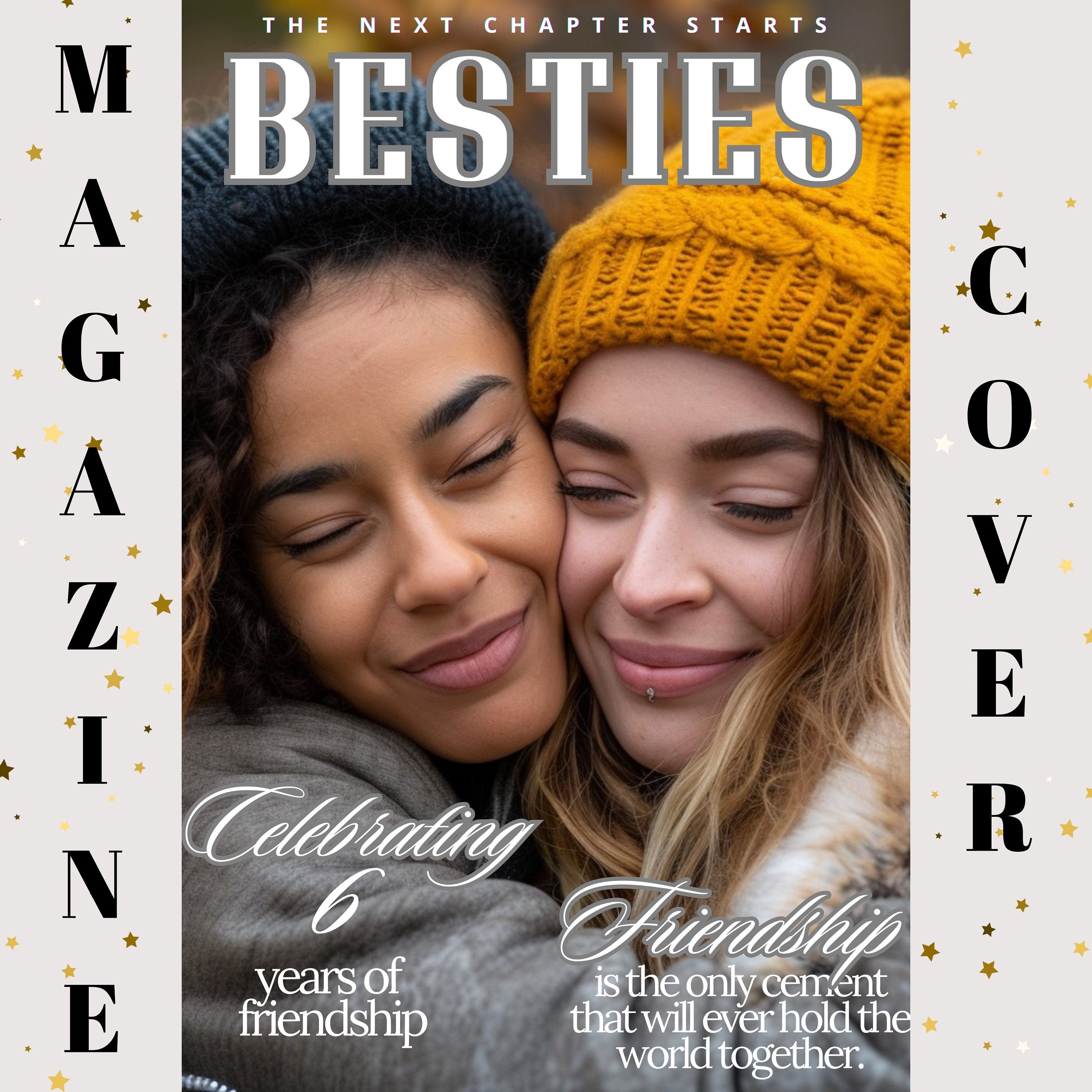 Bestie Magazine Cover Template, Editable, Canva, Best Friend Gift, DIY ...