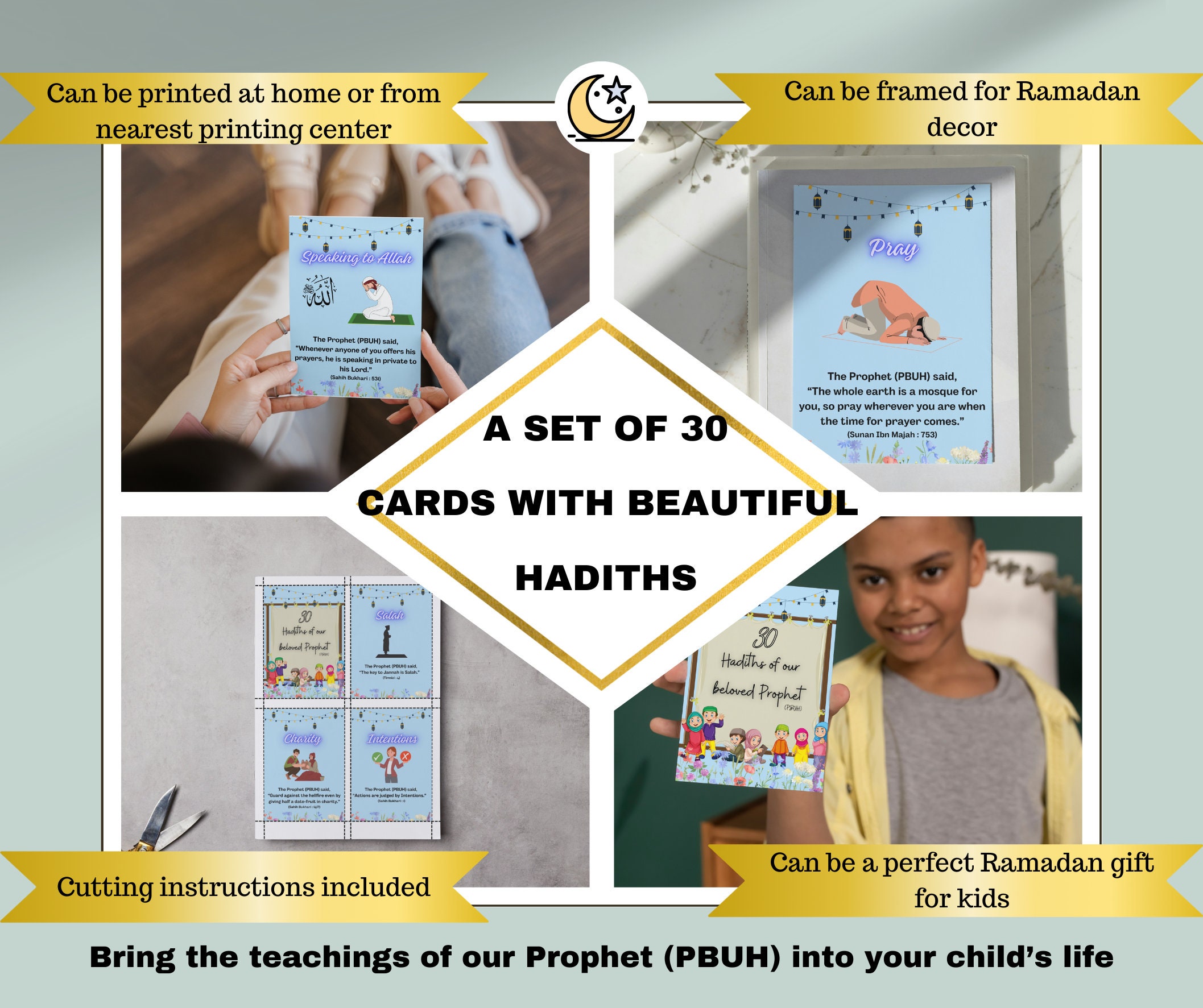 Hadith Cards for Kids, Islamic Flashcards, Ramadan Activities for Kids ...