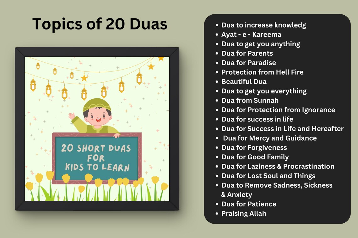 Dua Cards for Kids, Islamic Flashcards, Ramadan Activities for Kids ...