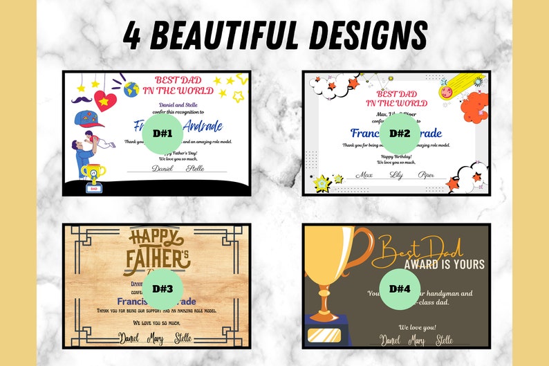 Best Dad Certificate, Appreciation Gift, Award for Dad, Fathers Day ...