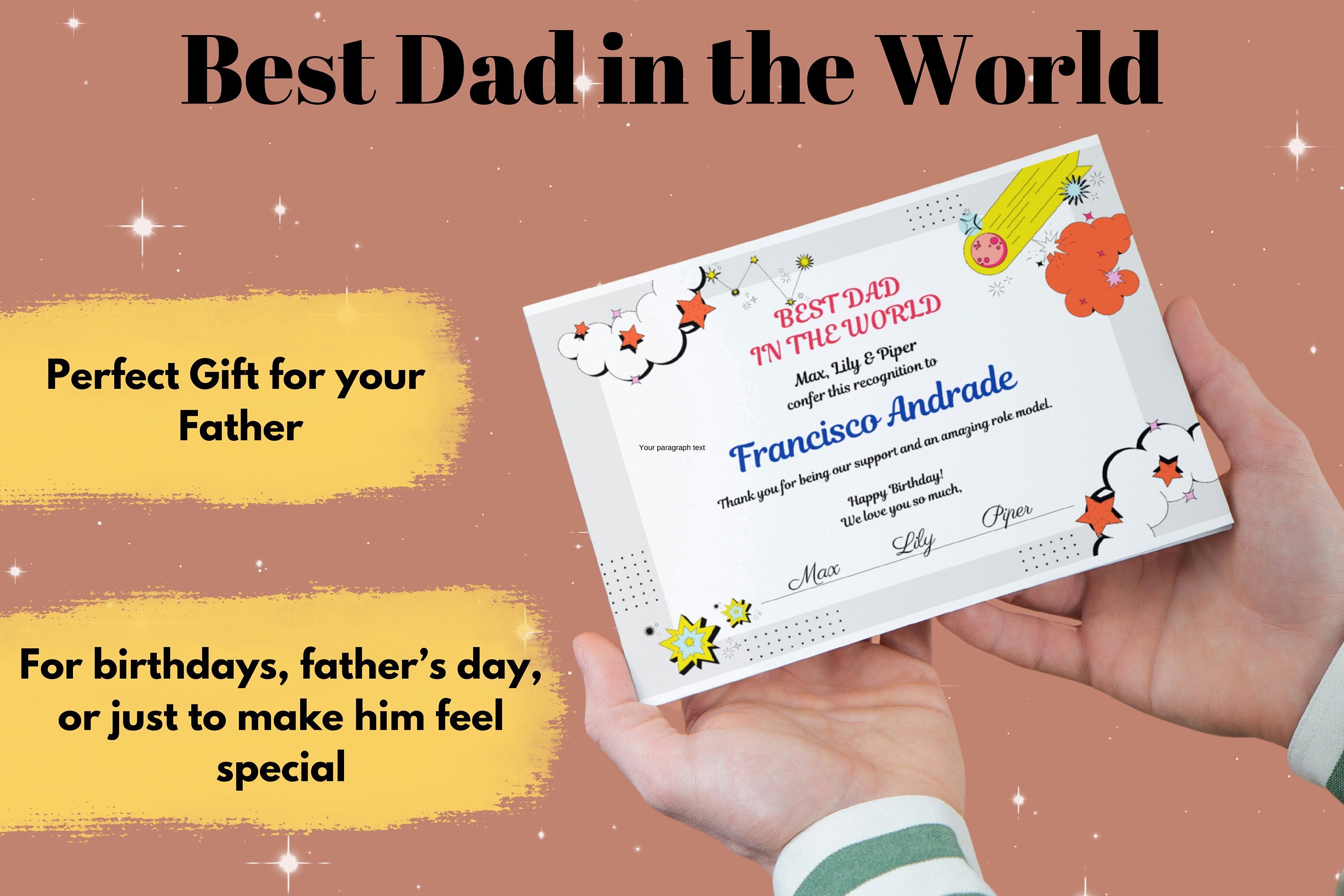 Best Dad Certificate, Appreciation Gift, Award for Dad, Fathers Day ...