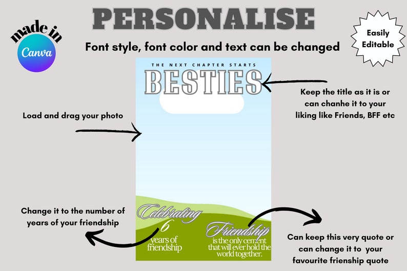 Bestie Magazine Cover Template, Editable, Canva, Best Friend Gift, DIY ...