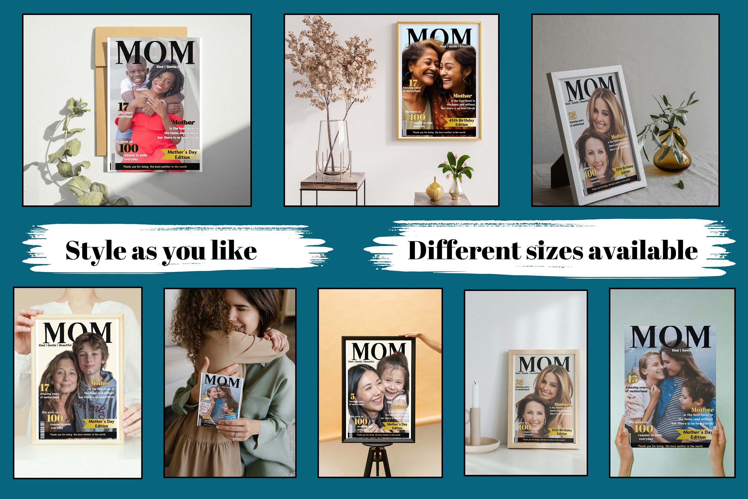 MOM Magazine Cover Template, Mothers Day Gift, Birthday Gift for Mom ...