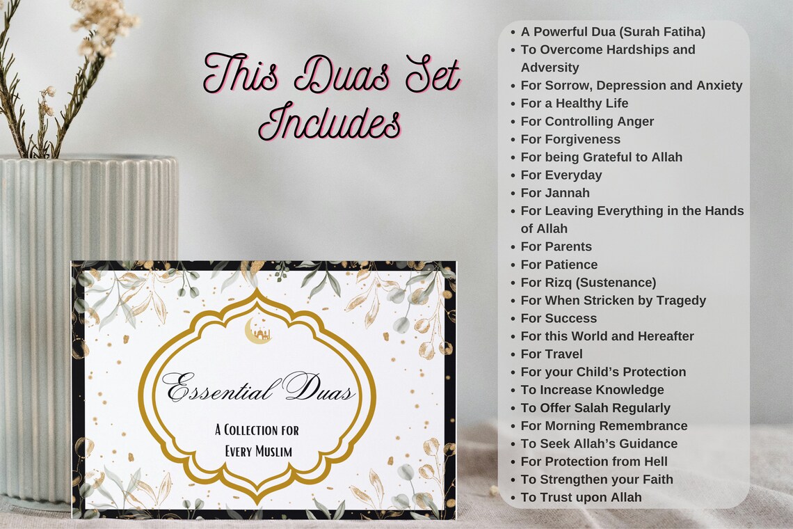 Islamic Dua Cards, Daily Dua Card Set, Muslim Prayer Cards, Quranic ...