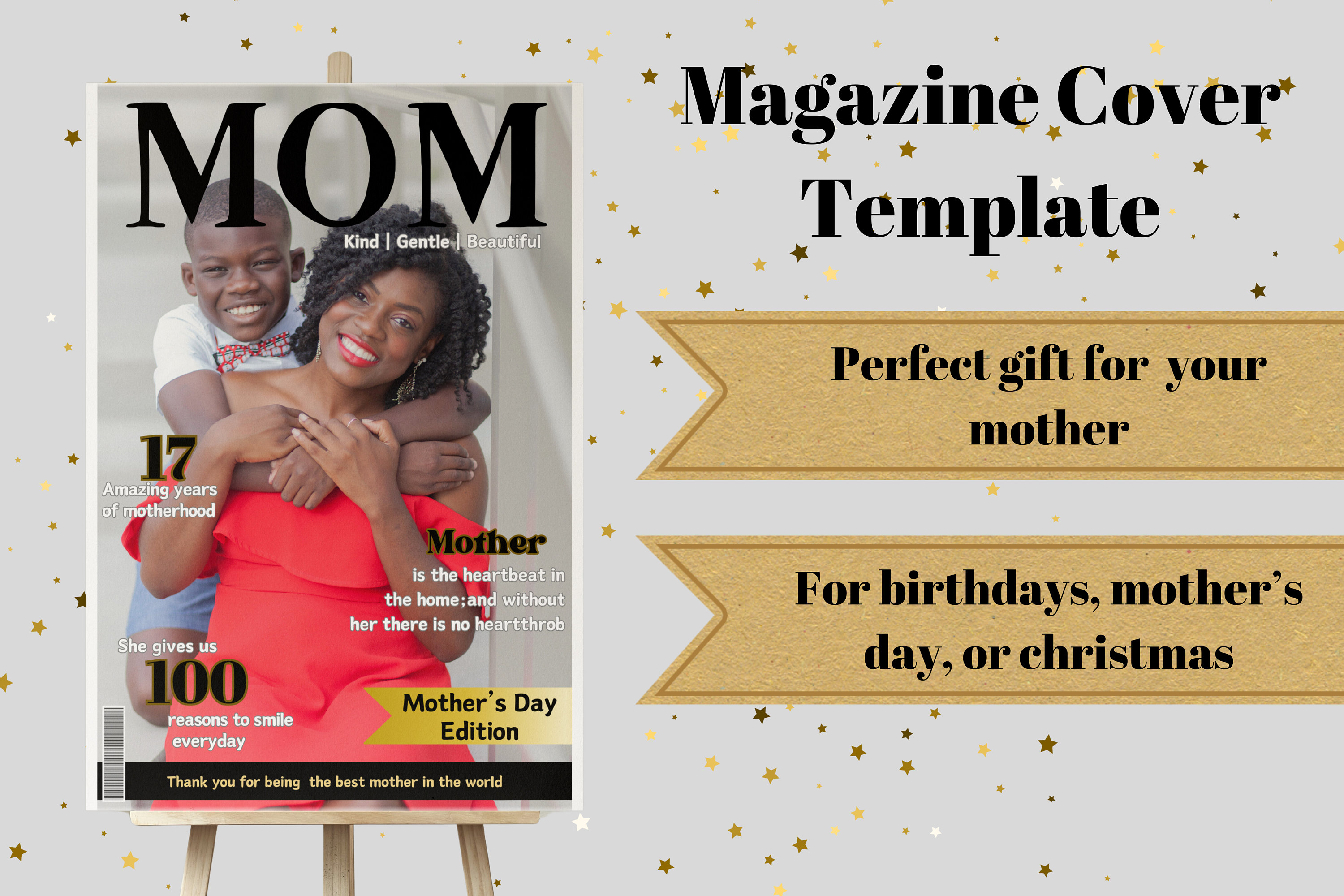 MOM Magazine Cover Template, Mothers Day Gift, Birthday Gift for Mom ...