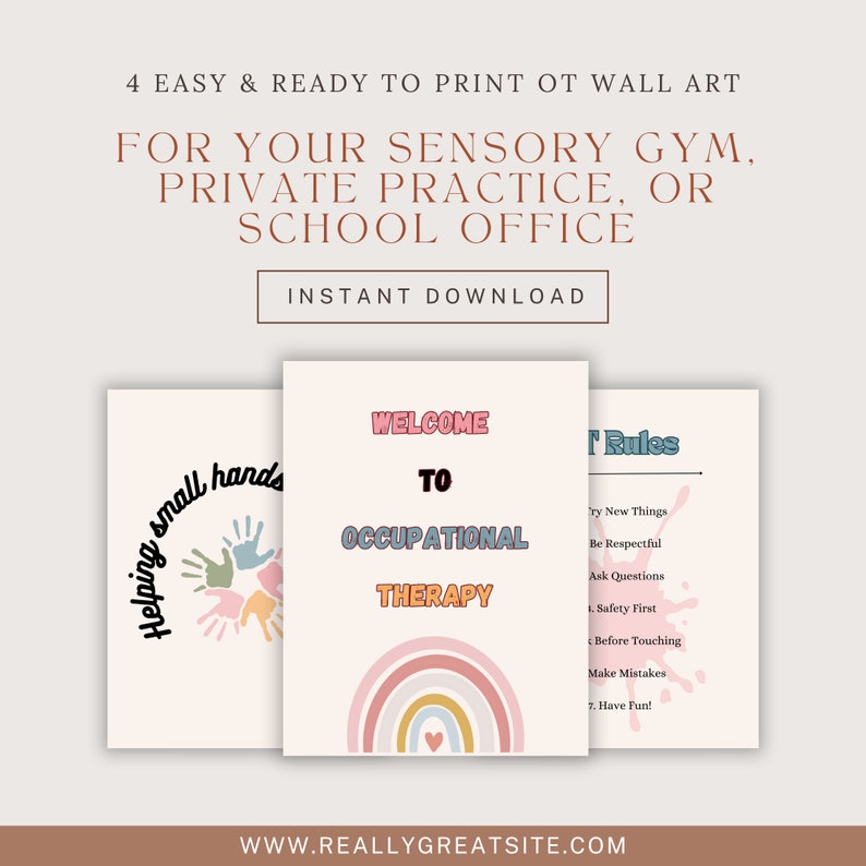 4 Occupational Therapist UNFRAMED Decor OT Office Poster School Therapy ...