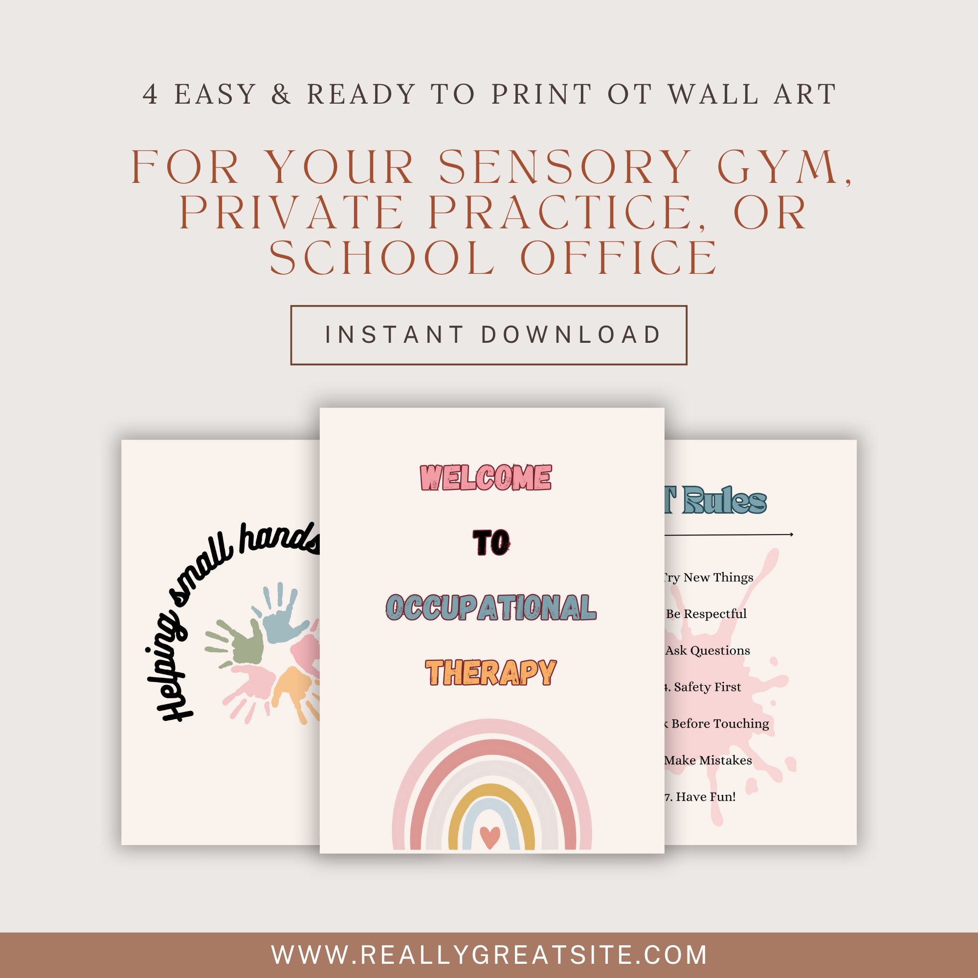 4 Occupational Therapist UNFRAMED Decor OT Office Poster School Therapy ...