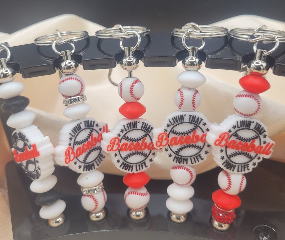 Baseball Mom Silicone Bead Keychain: Sports Charm Keychain - Etsy