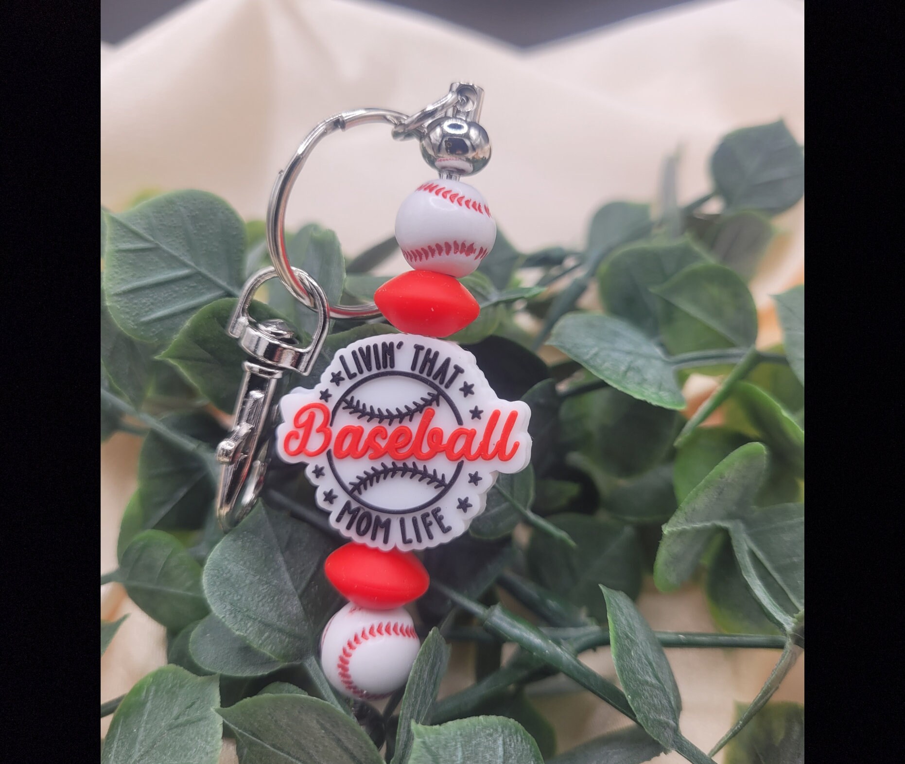 Baseball Mom Silicone Bead Keychain: Sports Charm Keychain - Etsy