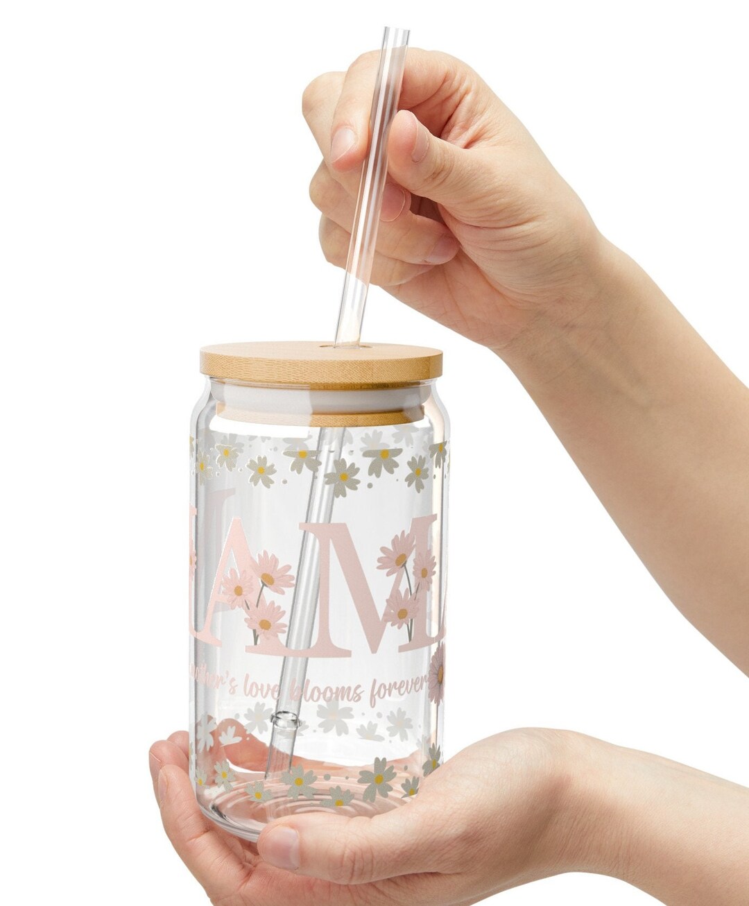 Boho Daisy Mama Libby Glass, Beer Can Glass , Libby Glass, Ice Coffee ...