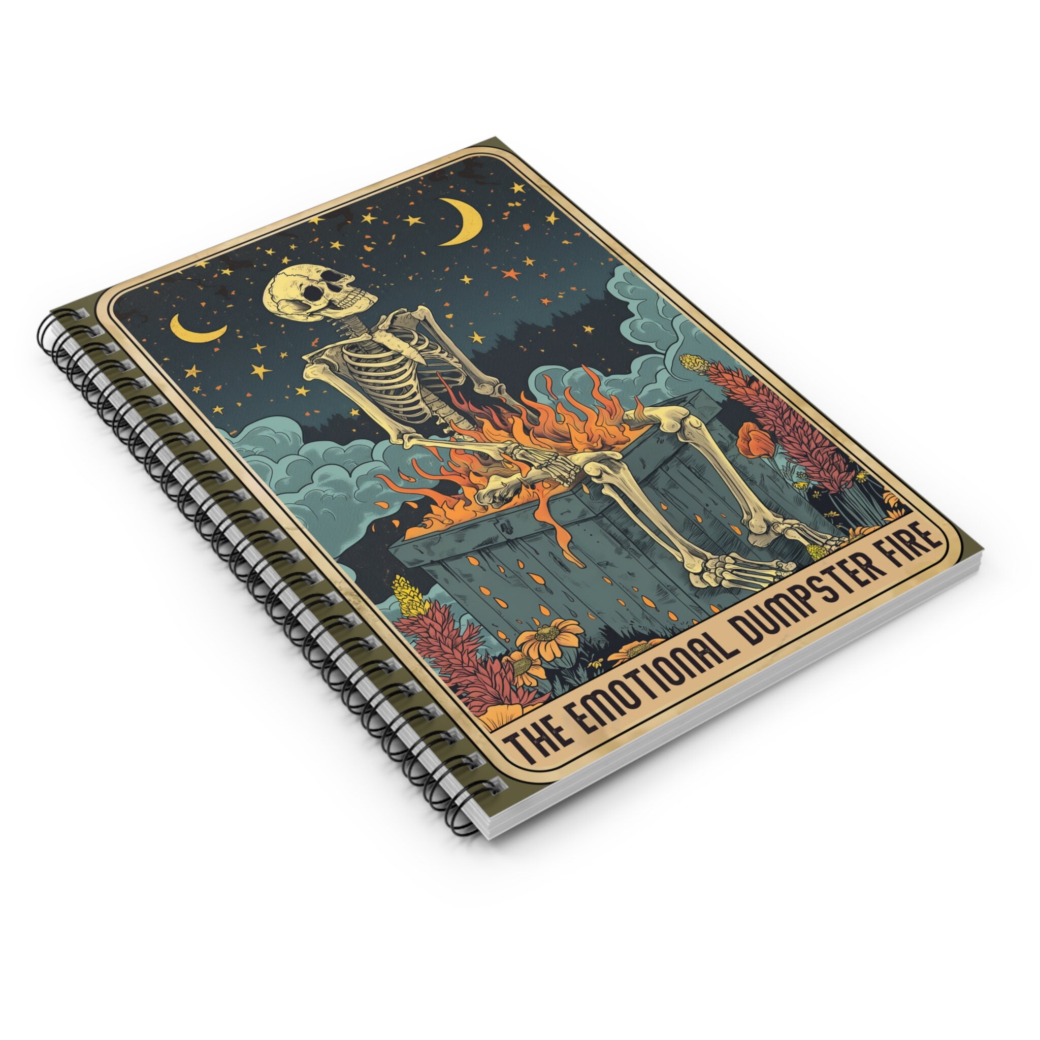 Skeleton Sarcastic Emotional Dumpster Fire Spiral Bound Notebook ...