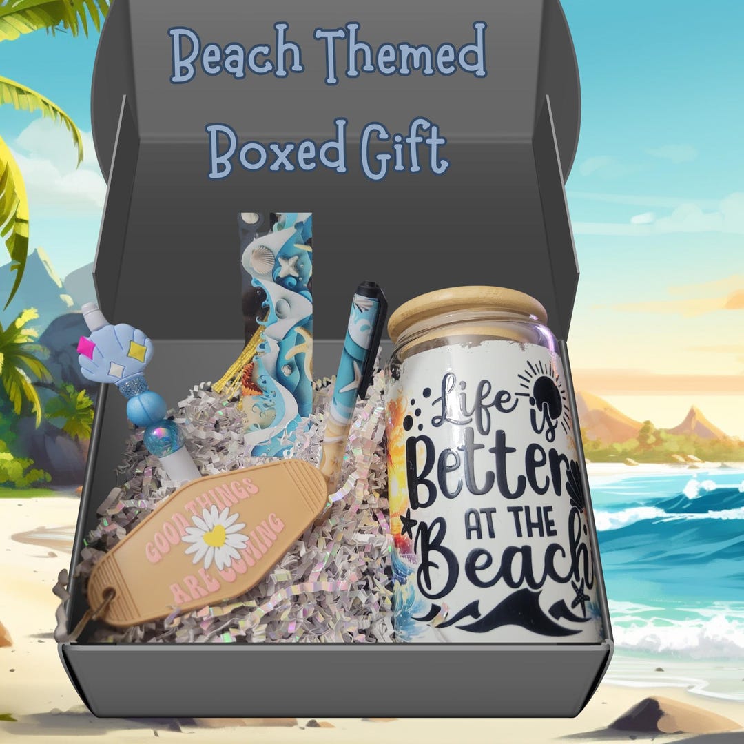 Beach Themed Christmas Gift Box Themed Box/crate Easy Gift Idea Beach ...
