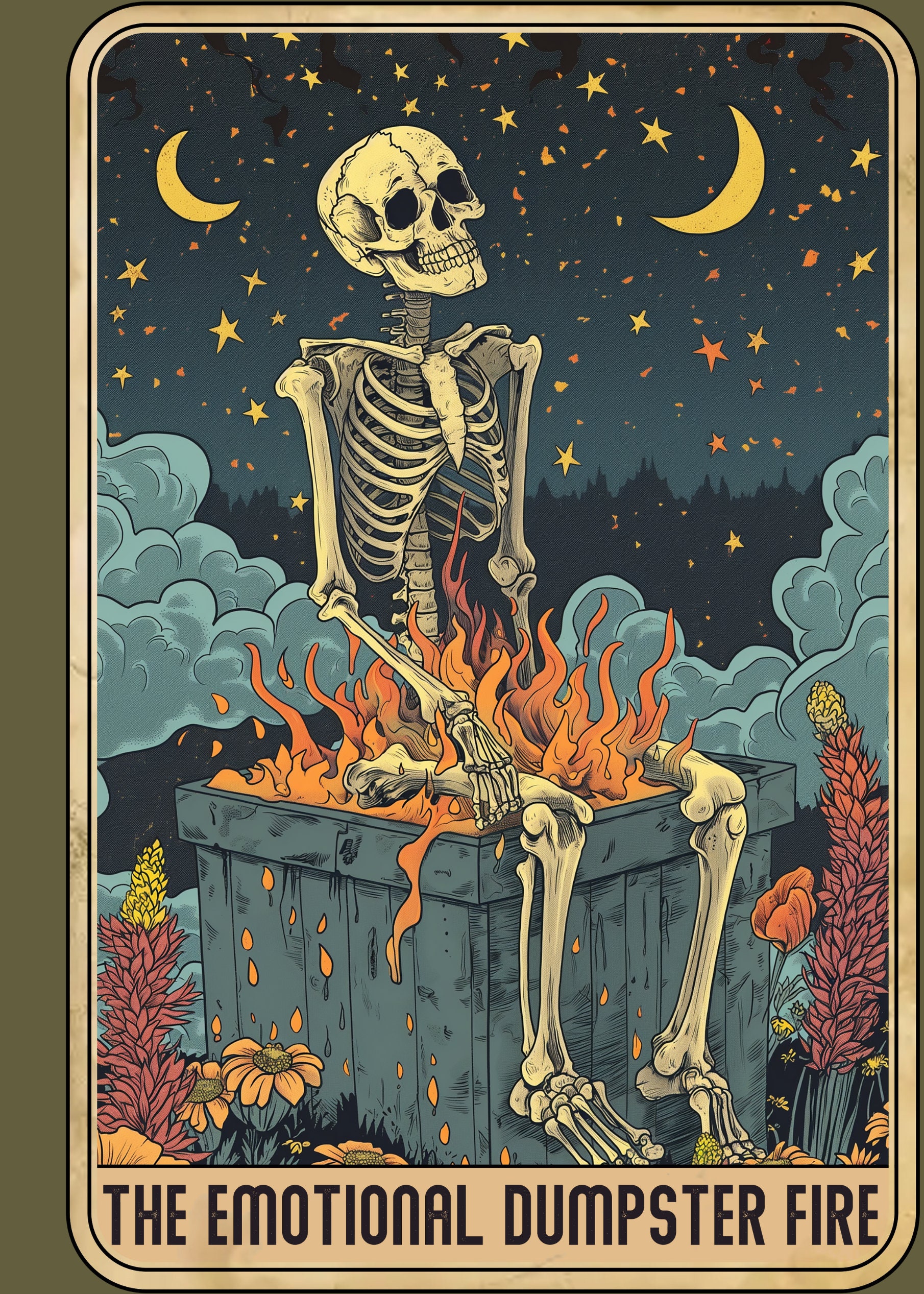 Skeleton Sarcastic Emotional Dumpster Fire Spiral Bound Notebook ...