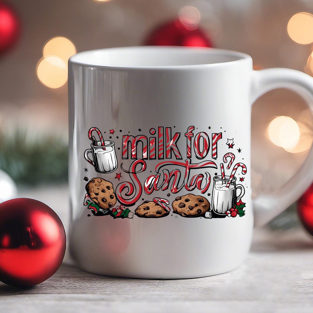 Santa Milk and Cookies Mug Christmas Coffee Cup Holiday Drinkware ...