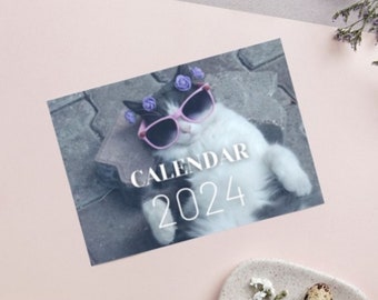 Printable Calendar 2024 Iconic Famous Paintings Fun Cat - Etsy